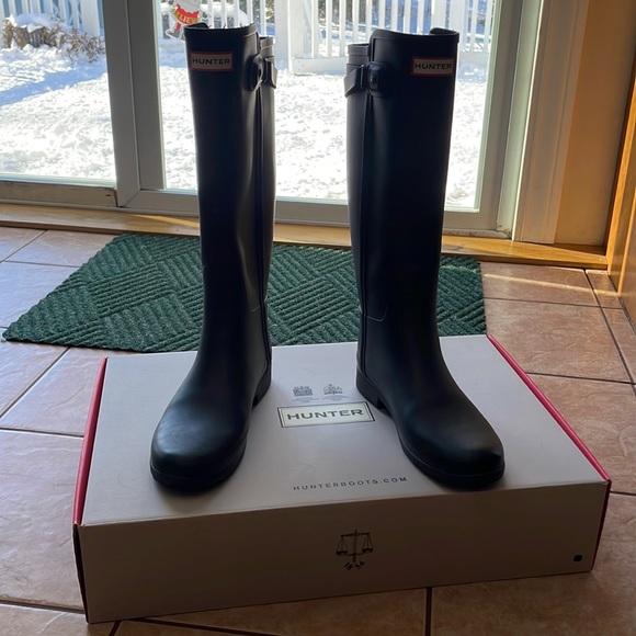 Hunter | Shoes | Hunter Original Tall Boot Refined B Strap Black Rain Boot High | Poshmark